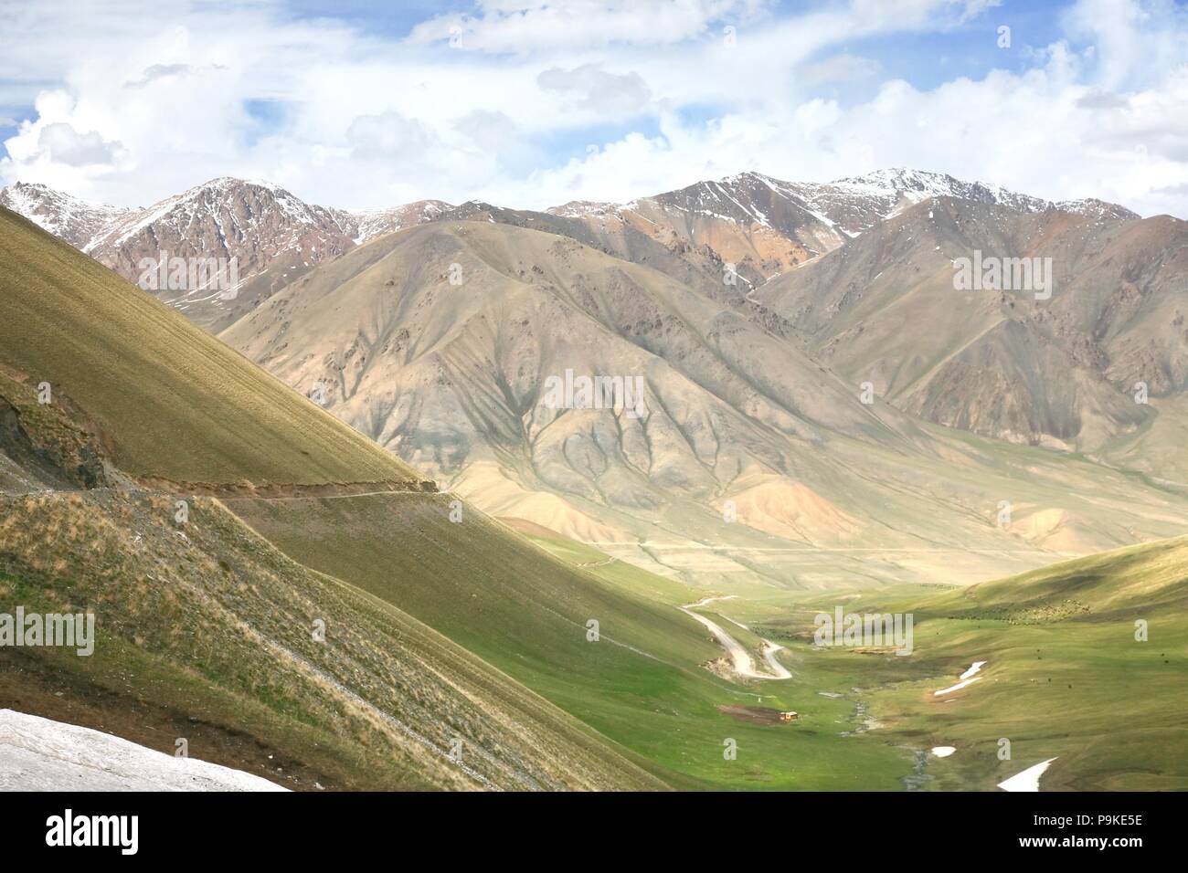 beautiful scenic from Bishkek to Naryn with the Tian Shan mountains of ...