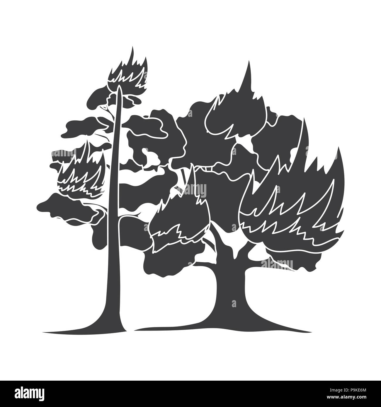 Black charred trees bushfire ash Stock Vector Images - Alamy