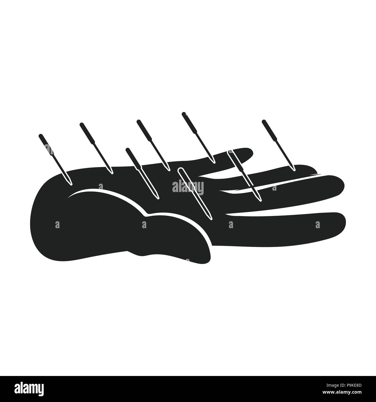 Acupuncture icon in black style isolated on white background. Medicine ...