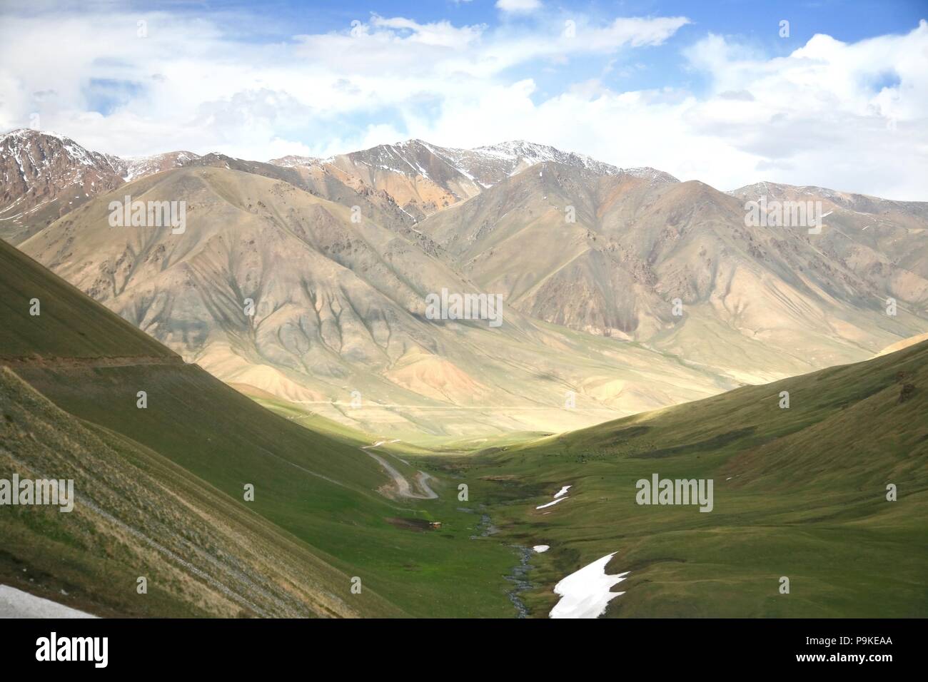 beautiful scenic from Bishkek to Naryn with the Tian Shan mountains of ...