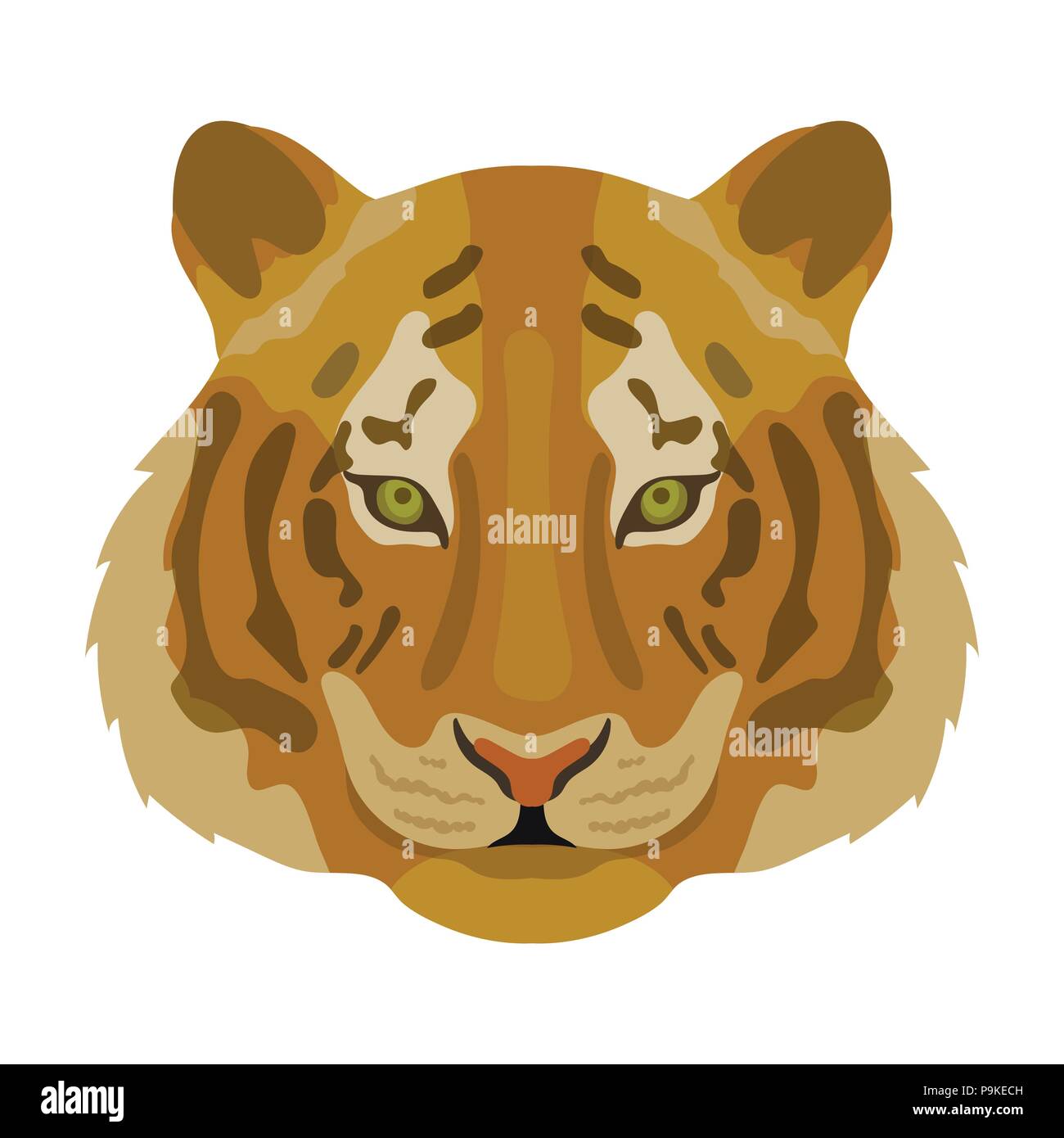 Tiger Face Side View Cartoon