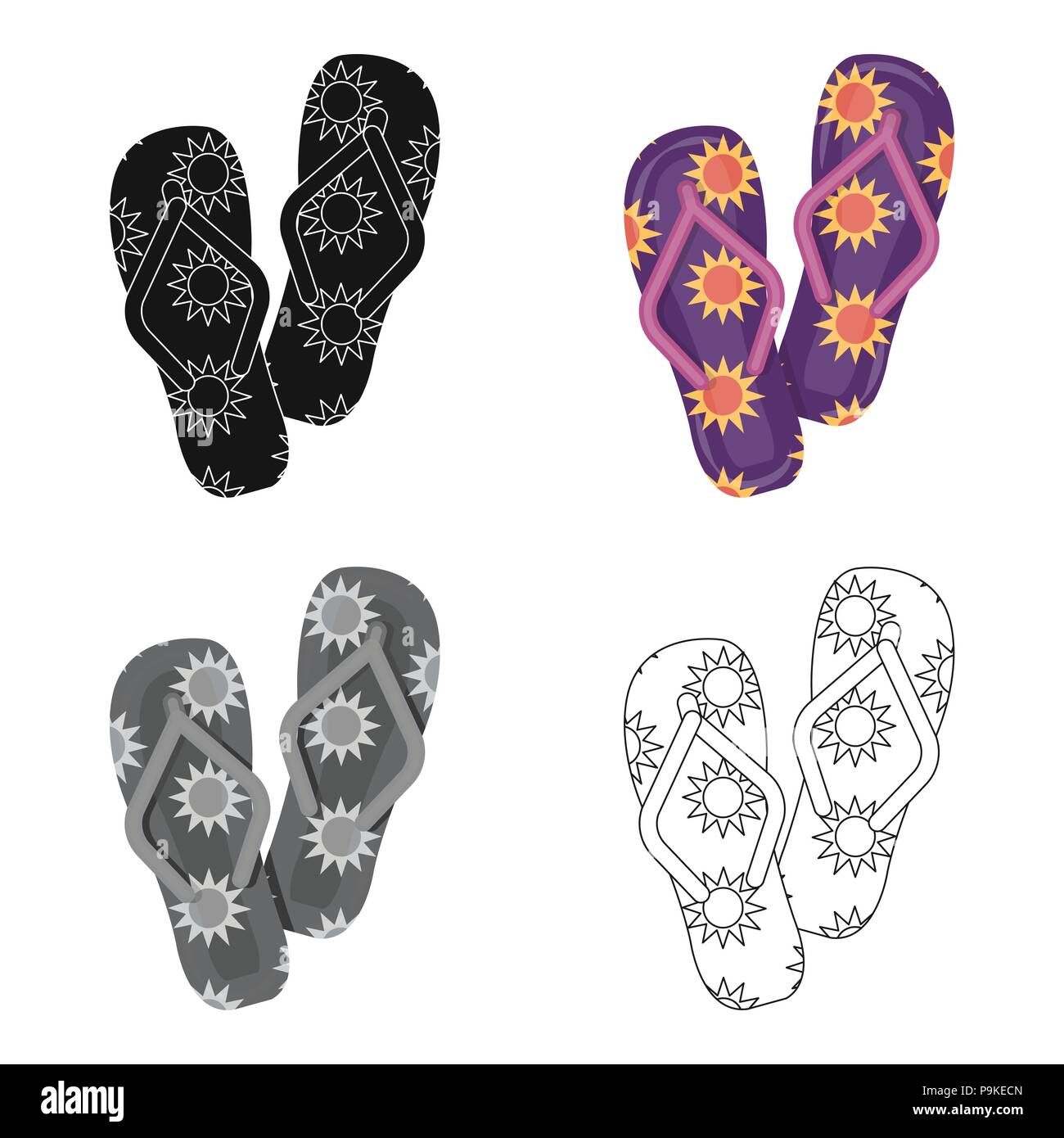 Summer rubber flip flops.Flip flops single icon in cartoon style vector ...