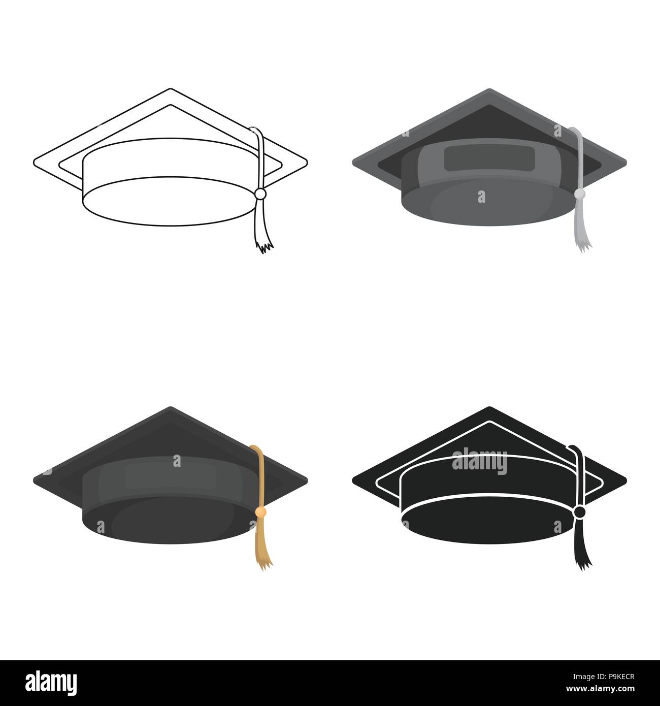 Graduation cap icon in cartoon style isolated on white background. Hats ...