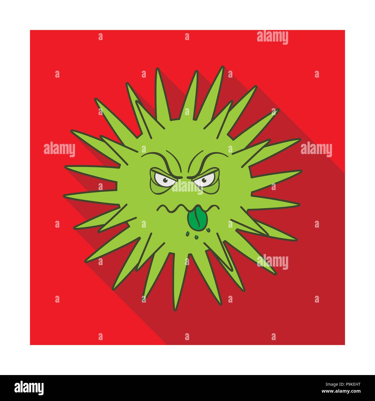 Green virus icon in flat design isolated on white background. Viruses ...