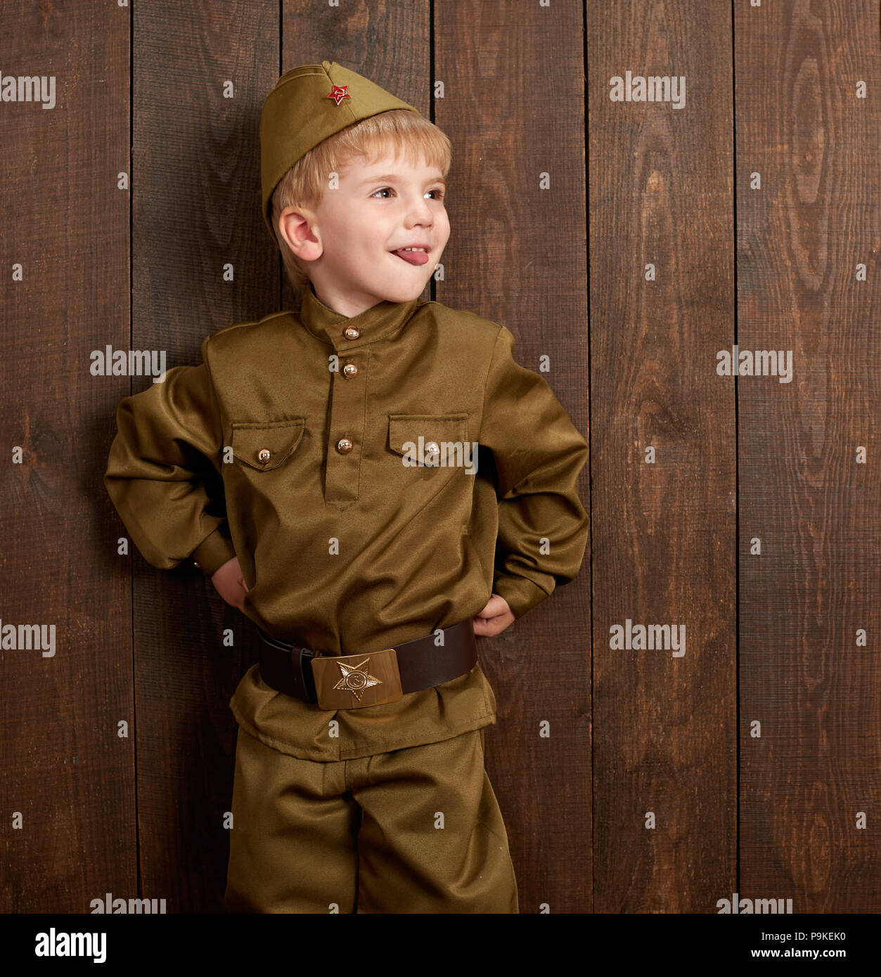 children are dressed as soldier in retro military uniforms Stock Photo ...