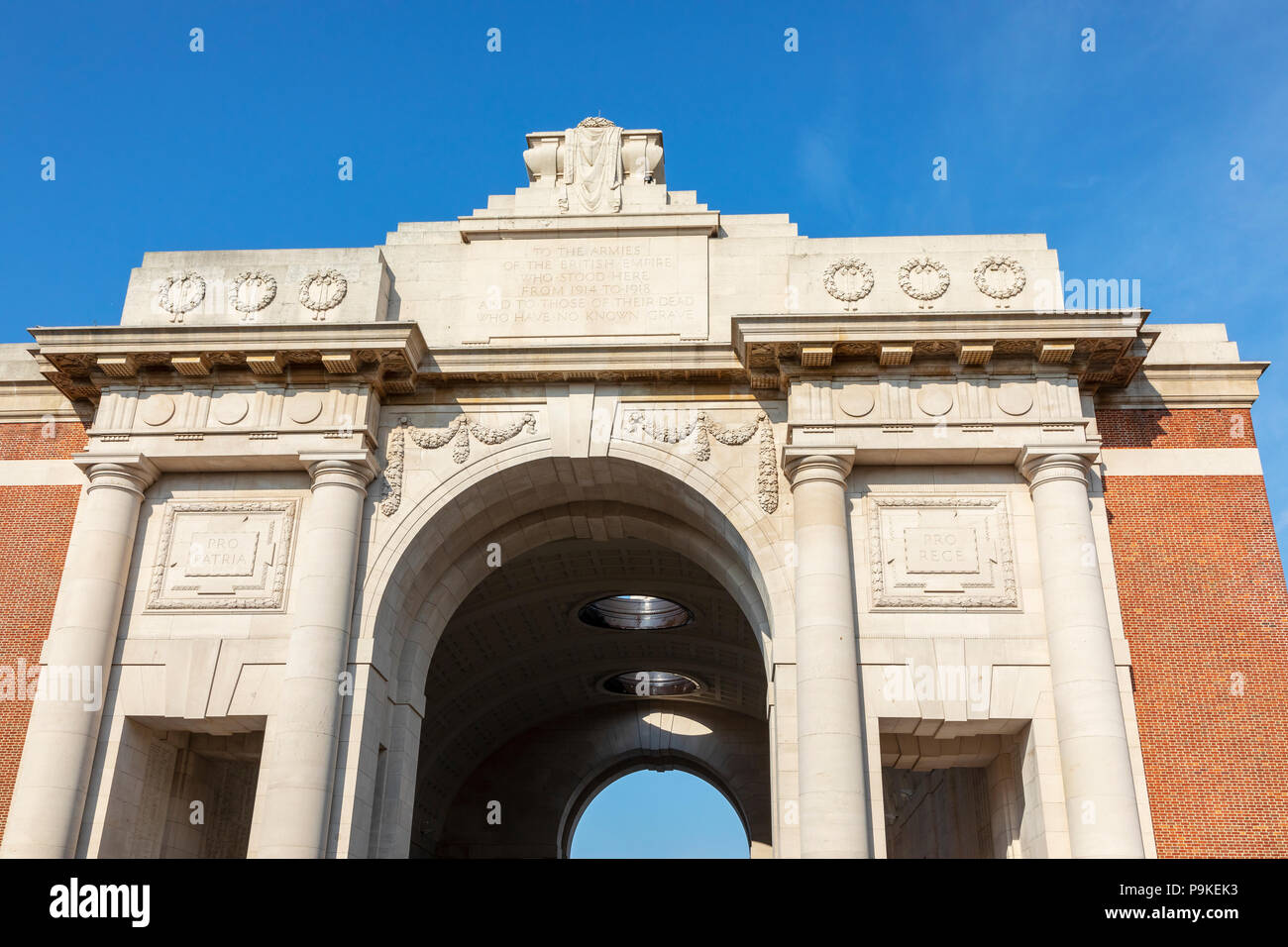Detail from the top of the Menin Gate, Ypres, France Stock Photo - Alamy