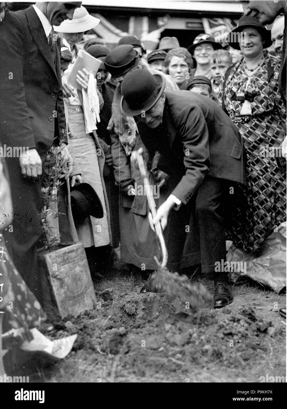 Tree planting environmental conservation Black and White Stock Photos ...