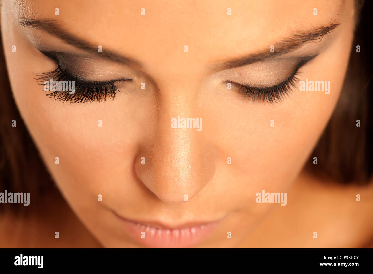 female eye with and without lash extension Stock Photo - Alamy