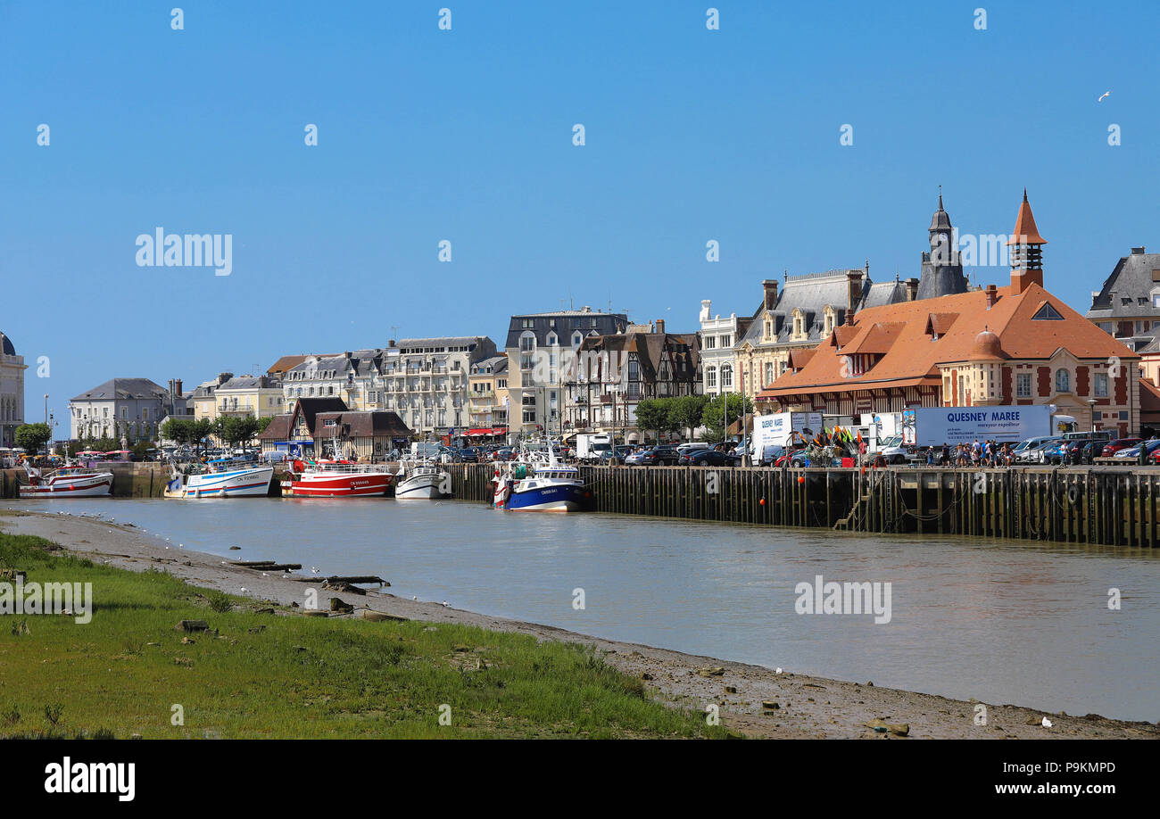 Touques River and Trouville, Normandy, France. Trouville is a village ...