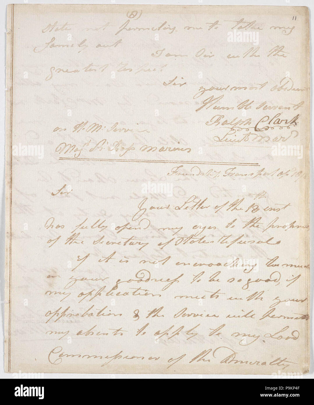 290 SLNSW 814422 From Lieut Ralph Clark to Capt Phillip Stock Photo - Alamy