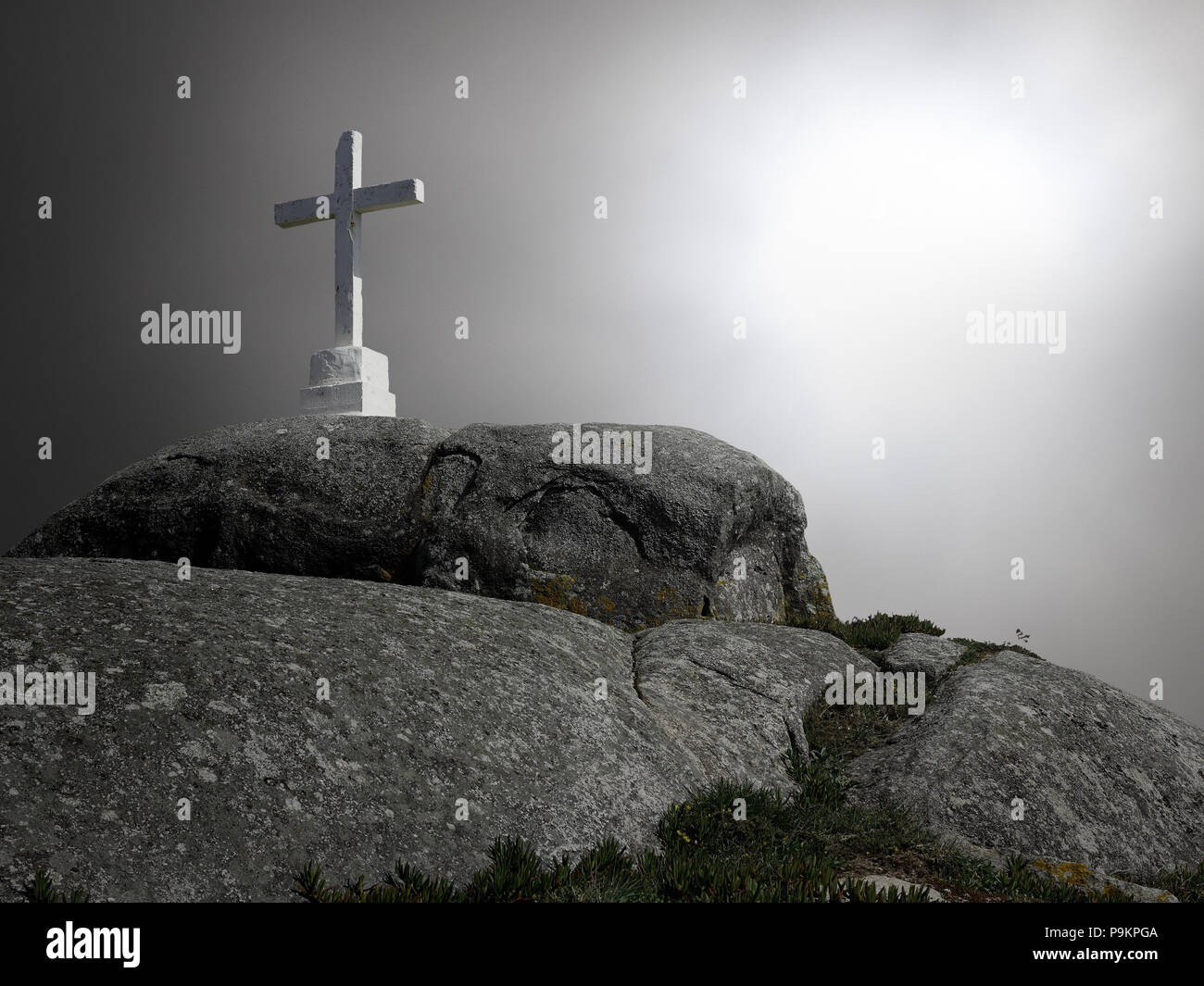 Lonely white cross hi-res stock photography and images - Alamy