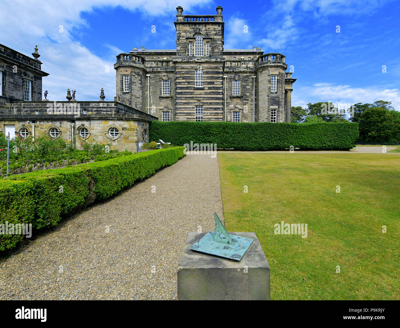 Seaton Delaval Hall side on and the sundial Stock Photo - Alamy