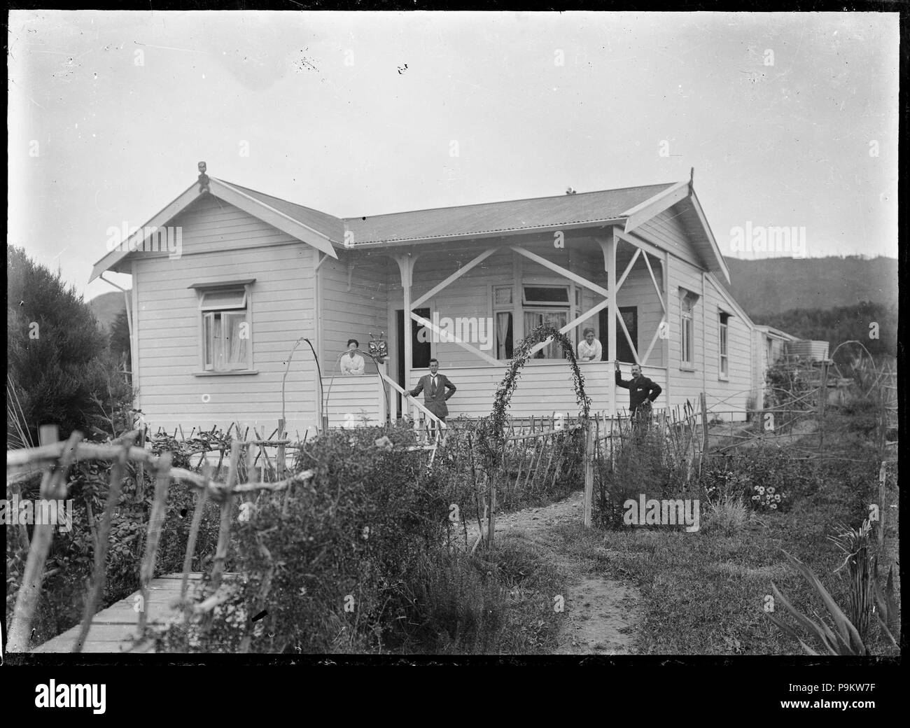 310 The Godber family by the verandah at their house in Silverstream ...