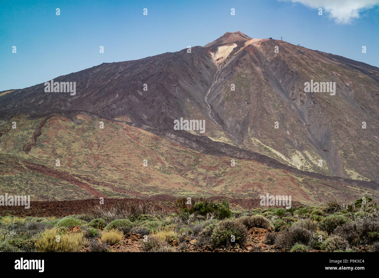 Mount Teide, a decade volcano in Tenerife, with arid scrubland and lava ...