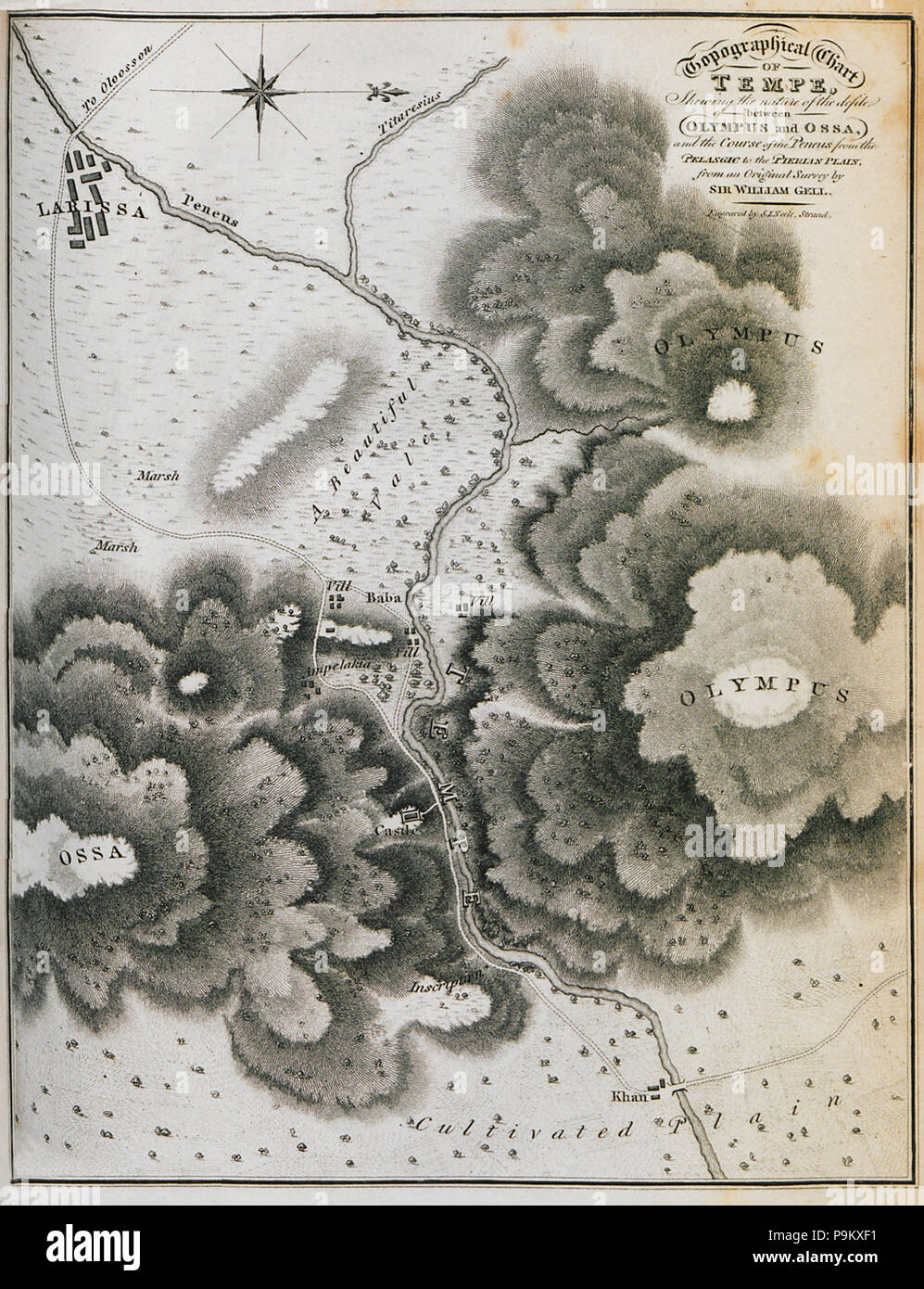 316 Topographical Chart of Tempe - Clarke Edward Daniel - 1816 Stock ...