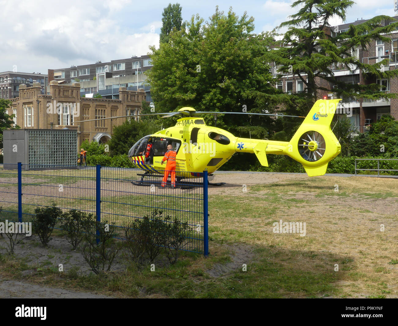 Rietland park, Amsterdam, the Netherlands -July 18 2018: emergency ...