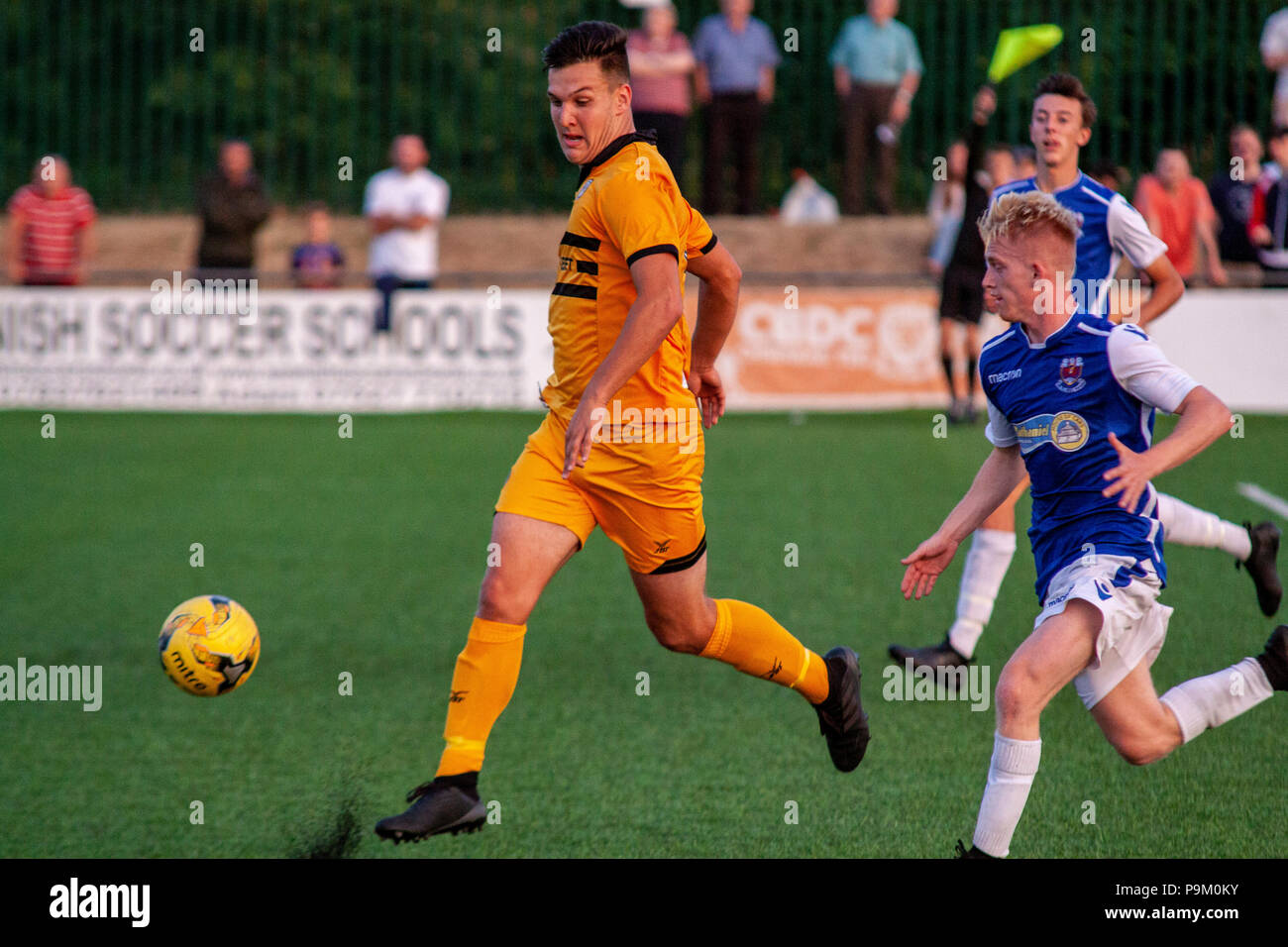 Bridgend, Wales. 18th July 2018. Sam Snaith of Newport County in action ...