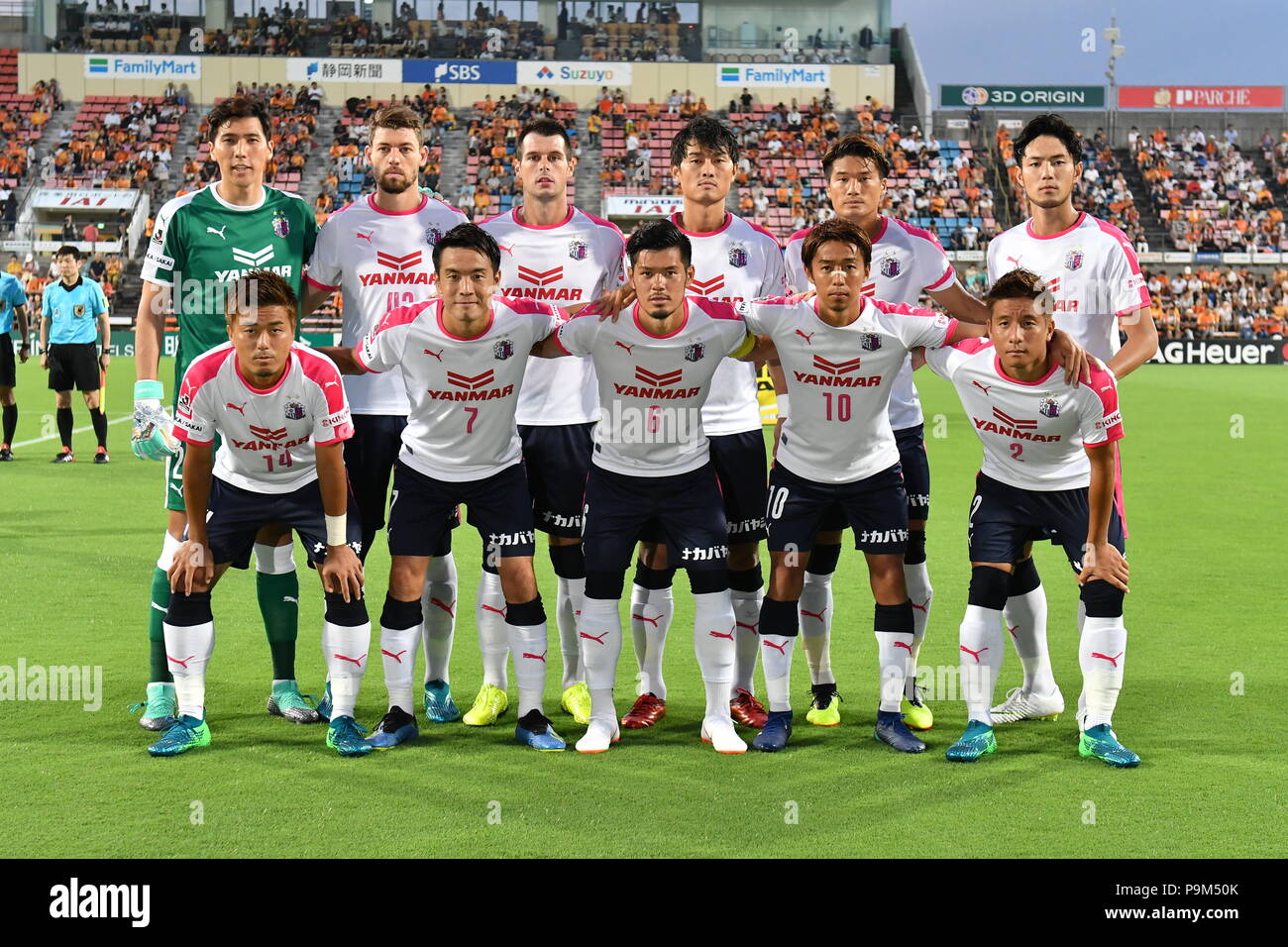 Shizuoka, Japan. 18th July, 2018. Cerezo Osaka team group line-up ...