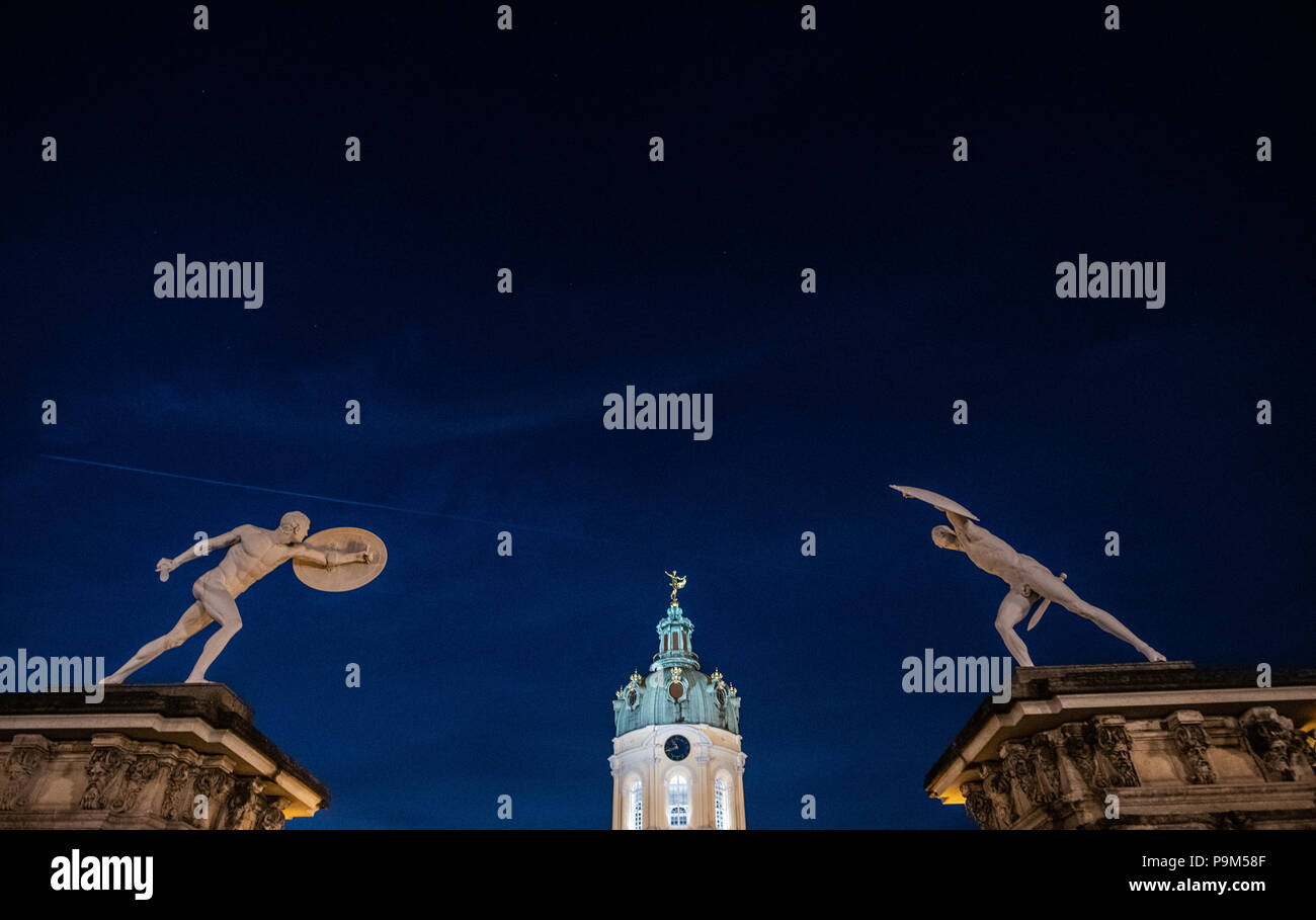 18 July 2018, Berlin, Germany: Blue evening sky frames the ...