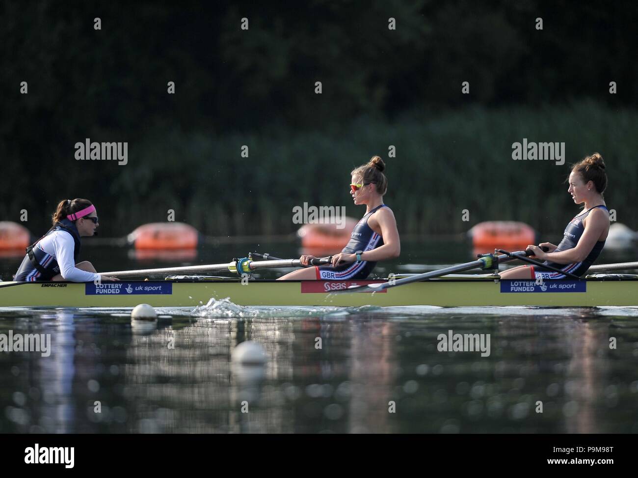 Redgrave Pinsent Rowing Lake, UK. 19th July 2018. Matilda Horn (Cox ...