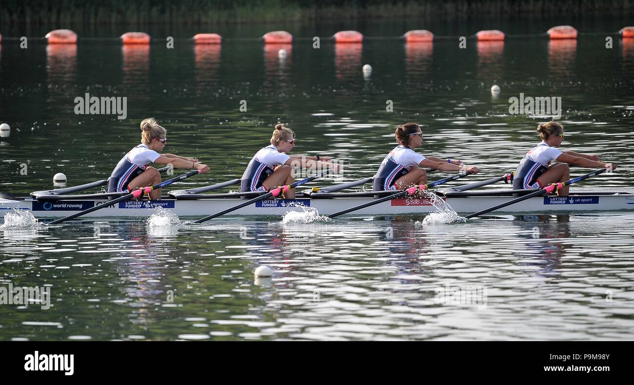 Redgrave Pinsent Rowing Lake, UK. 19th July 2018. Womens Quadruple ...