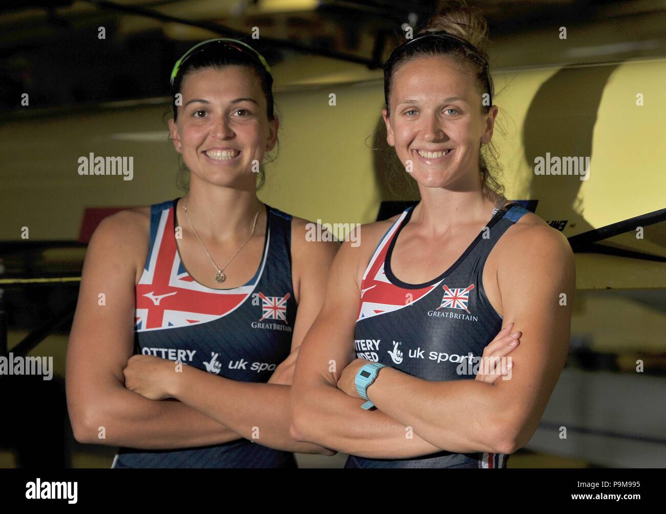 Redgrave Pinsent Rowing Lake, UK. 19th July 2018. Womens pair of Rowan ...