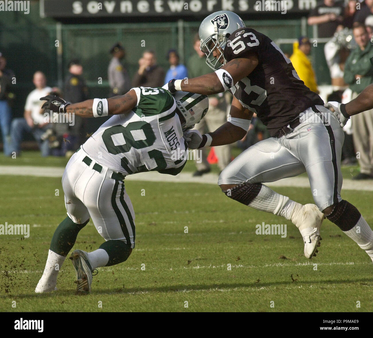 Oakland, California, USA. 6th Jan, 2002. Oakland Raiders linebacker ...
