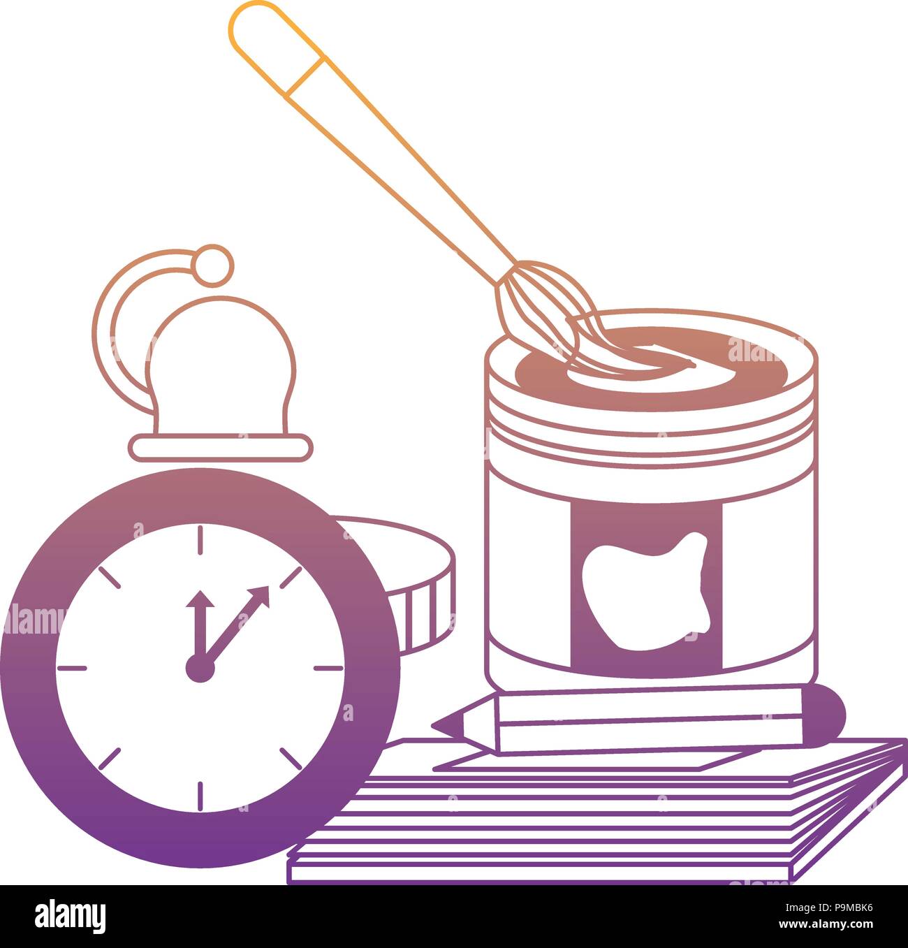 paint bottle with chronometer and notebook over white background ...