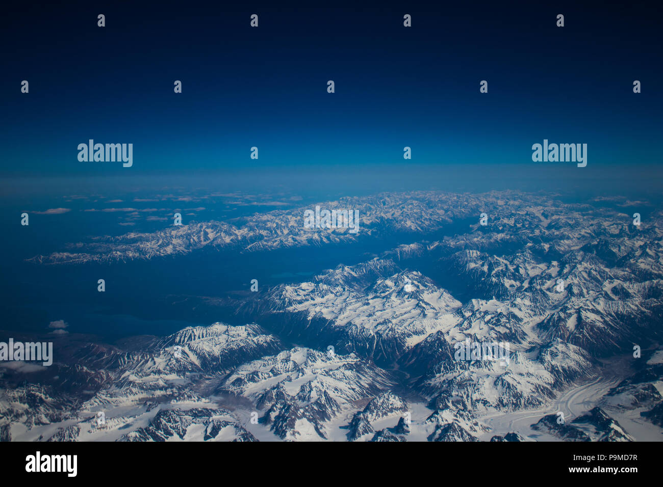 Mountain view of Alaska from an aircraft Stock Photo - Alamy