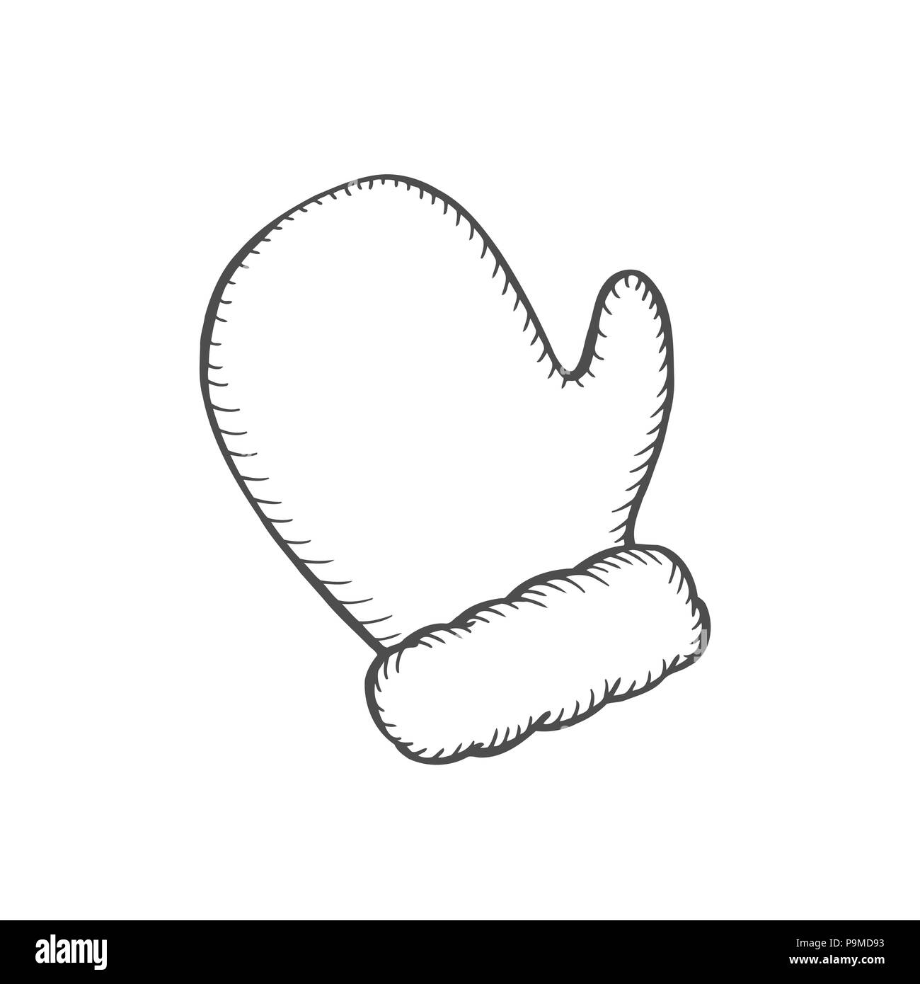 Santa mitten vector sketch icon isolated on background. Hand drawn icon ...