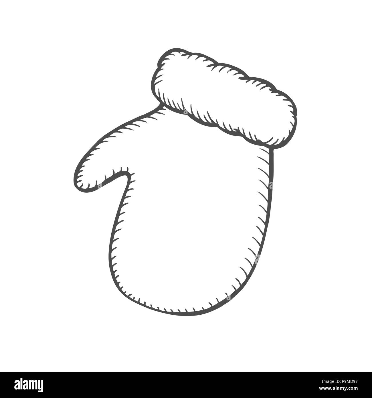 Santa mitten vector sketch icon isolated on background. Hand drawn icon ...