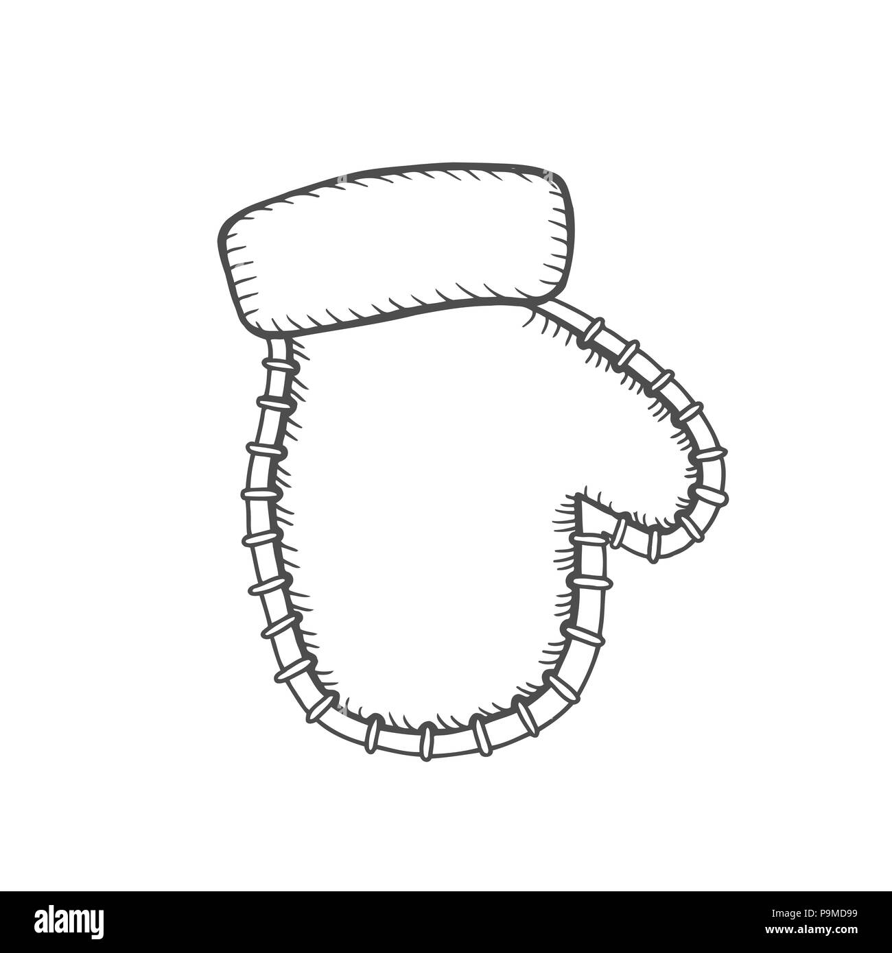 Santa mitten vector sketch icon isolated on background. Hand drawn icon ...