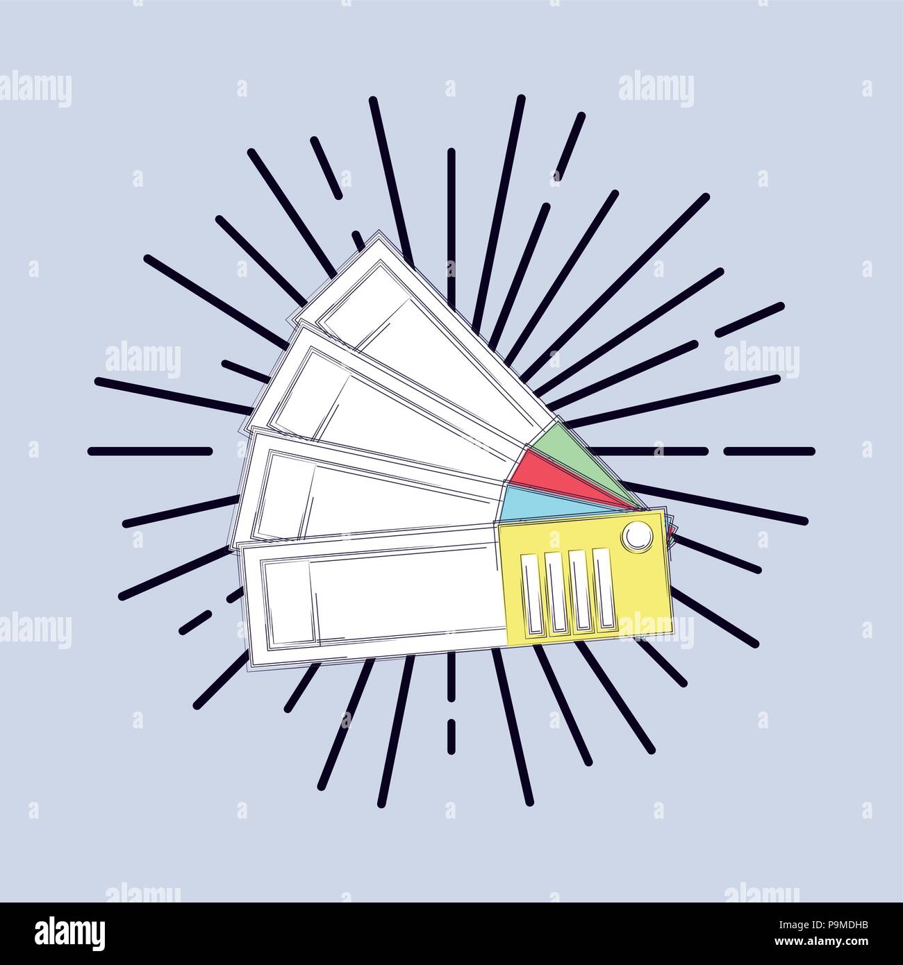 color picker icon over blue background, colorful design. vector ...