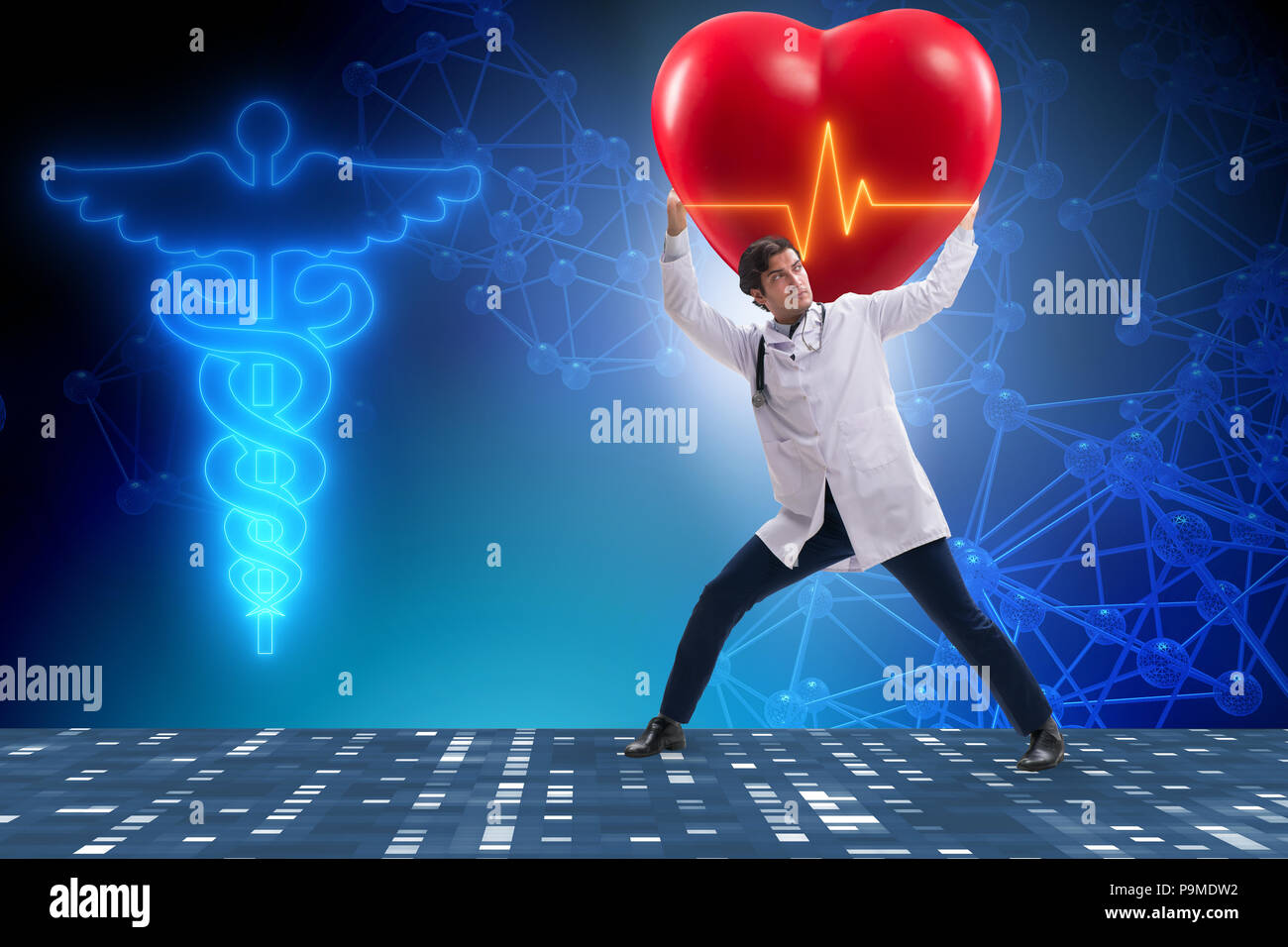 Doctor cardiologist supporting cardiogram heart line Stock Photo - Alamy