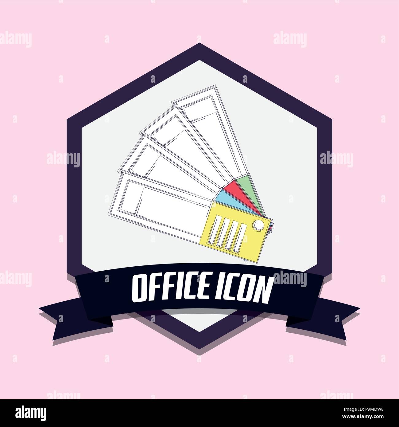 office icons emblem with color picker icon over pink background ...