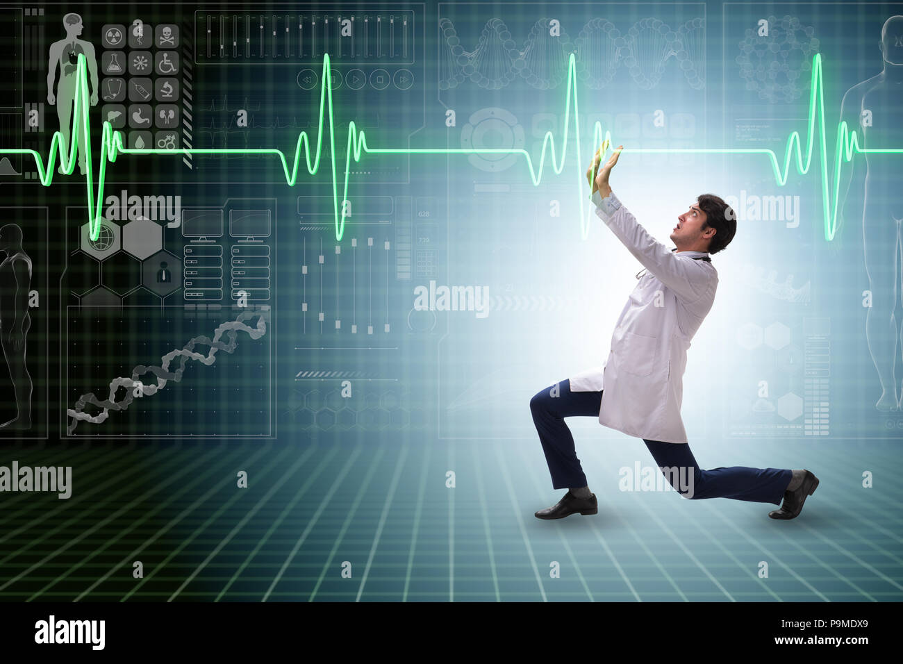 Doctor cardiologist supporting cardiogram heart line Stock Photo - Alamy