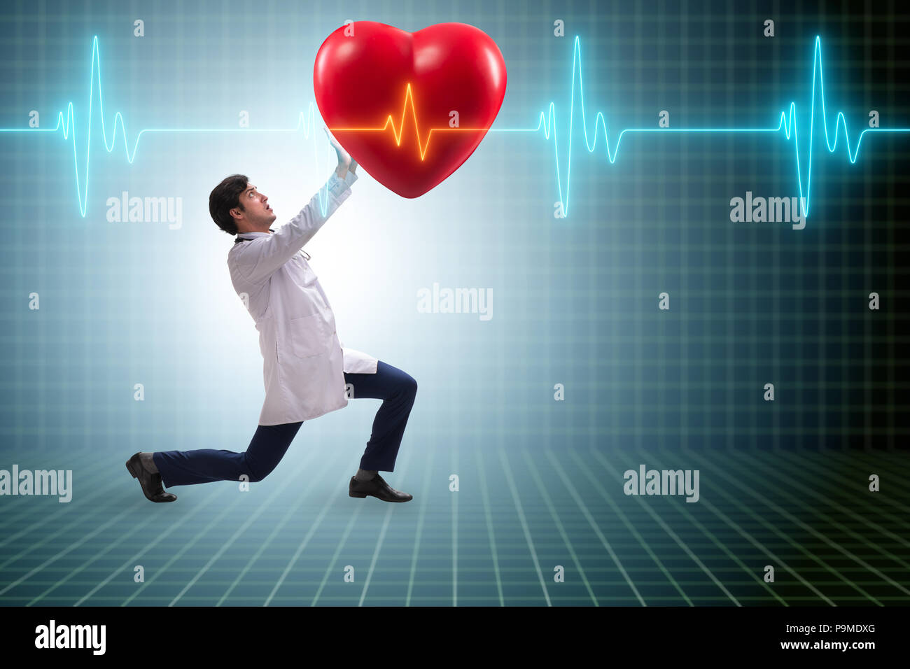 Doctor cardiologist supporting cardiogram heart line Stock Photo - Alamy