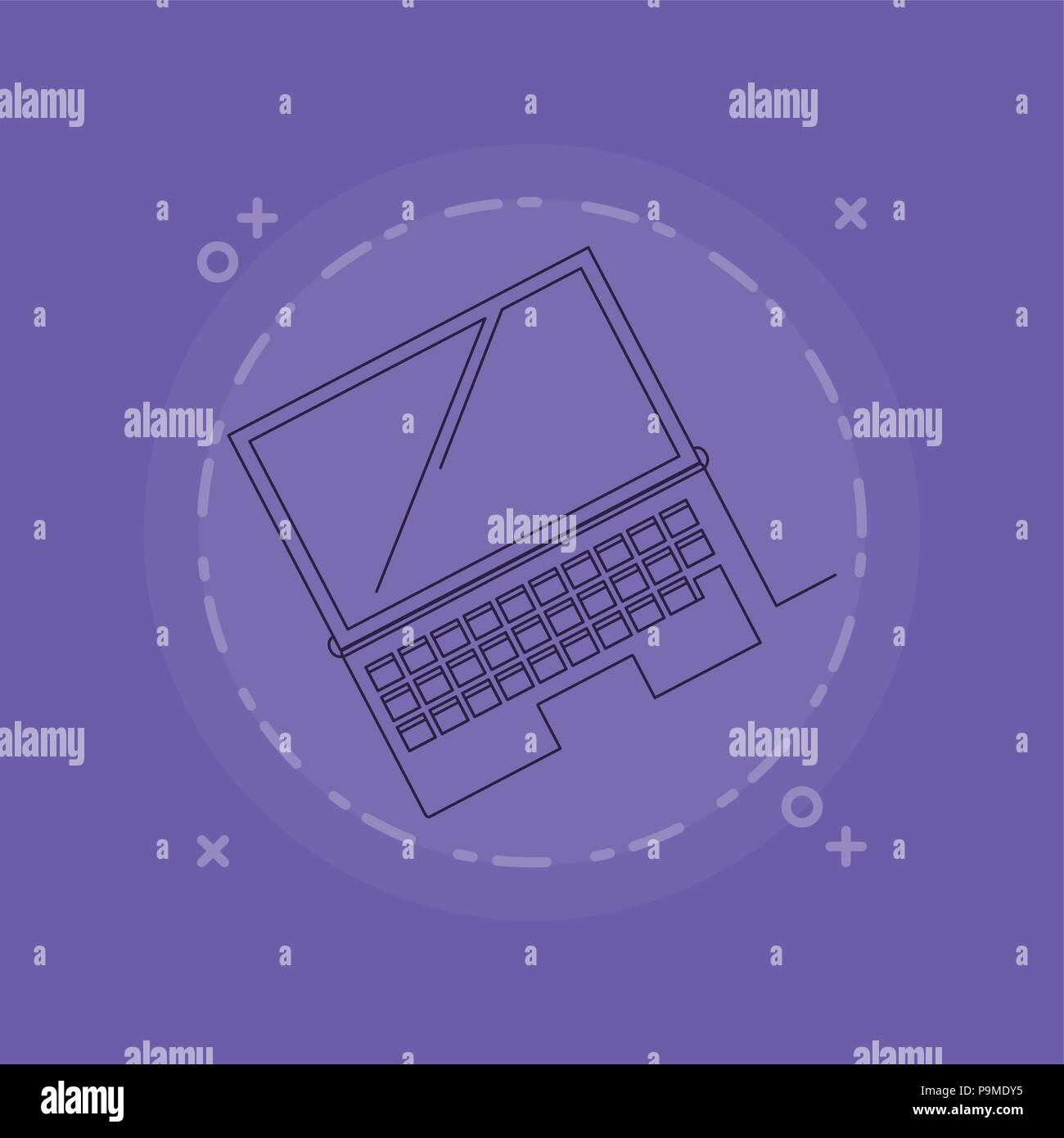 laptop computer over purple background, colorful design. vector ...