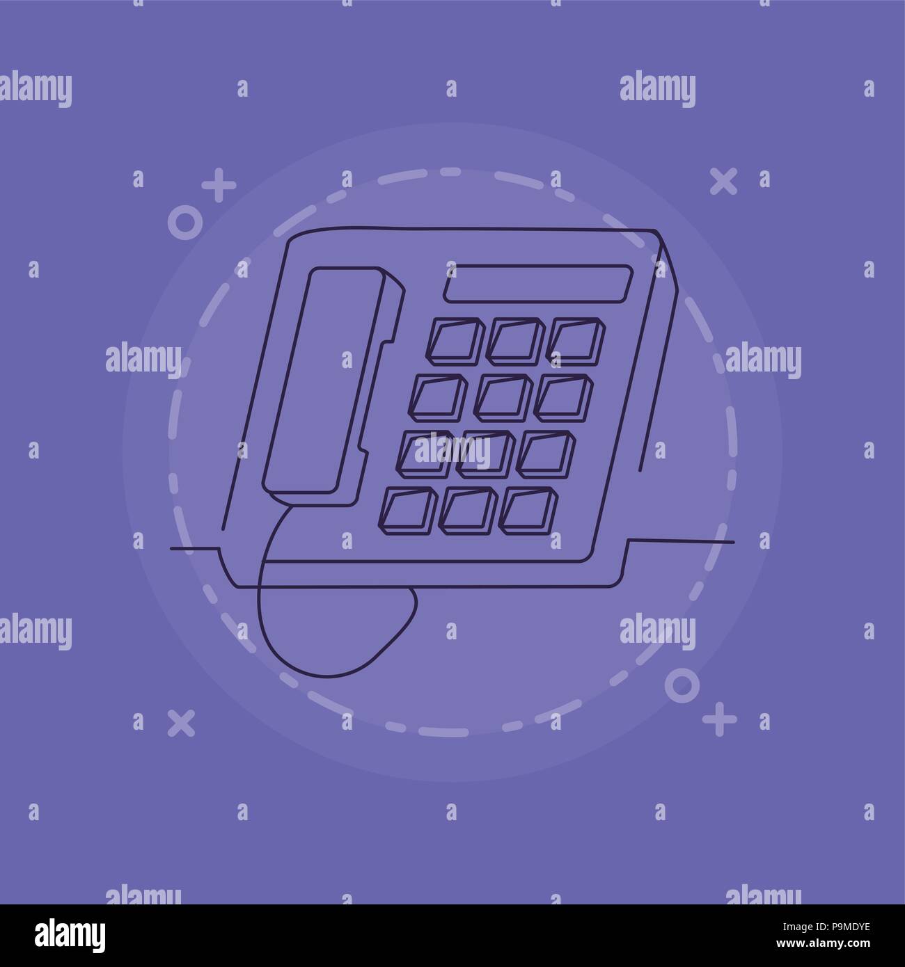 office phone icon over purple background, colorful design. vector ...