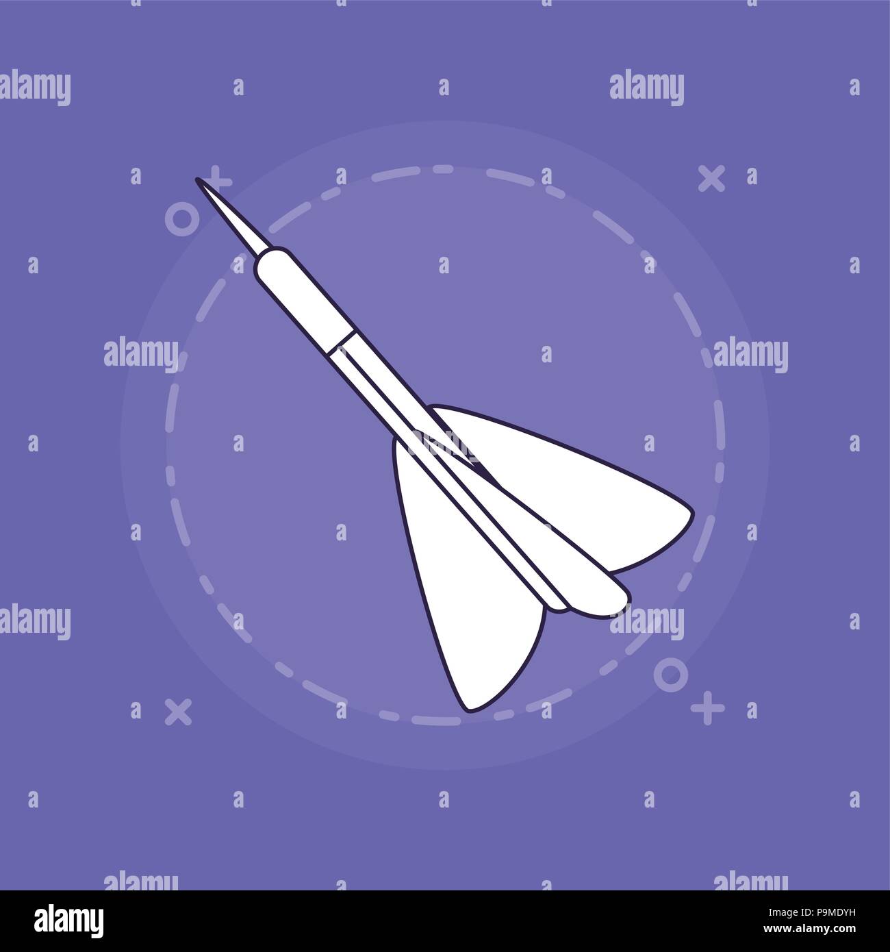 dart icon over purple background, colorful line design. vector ...