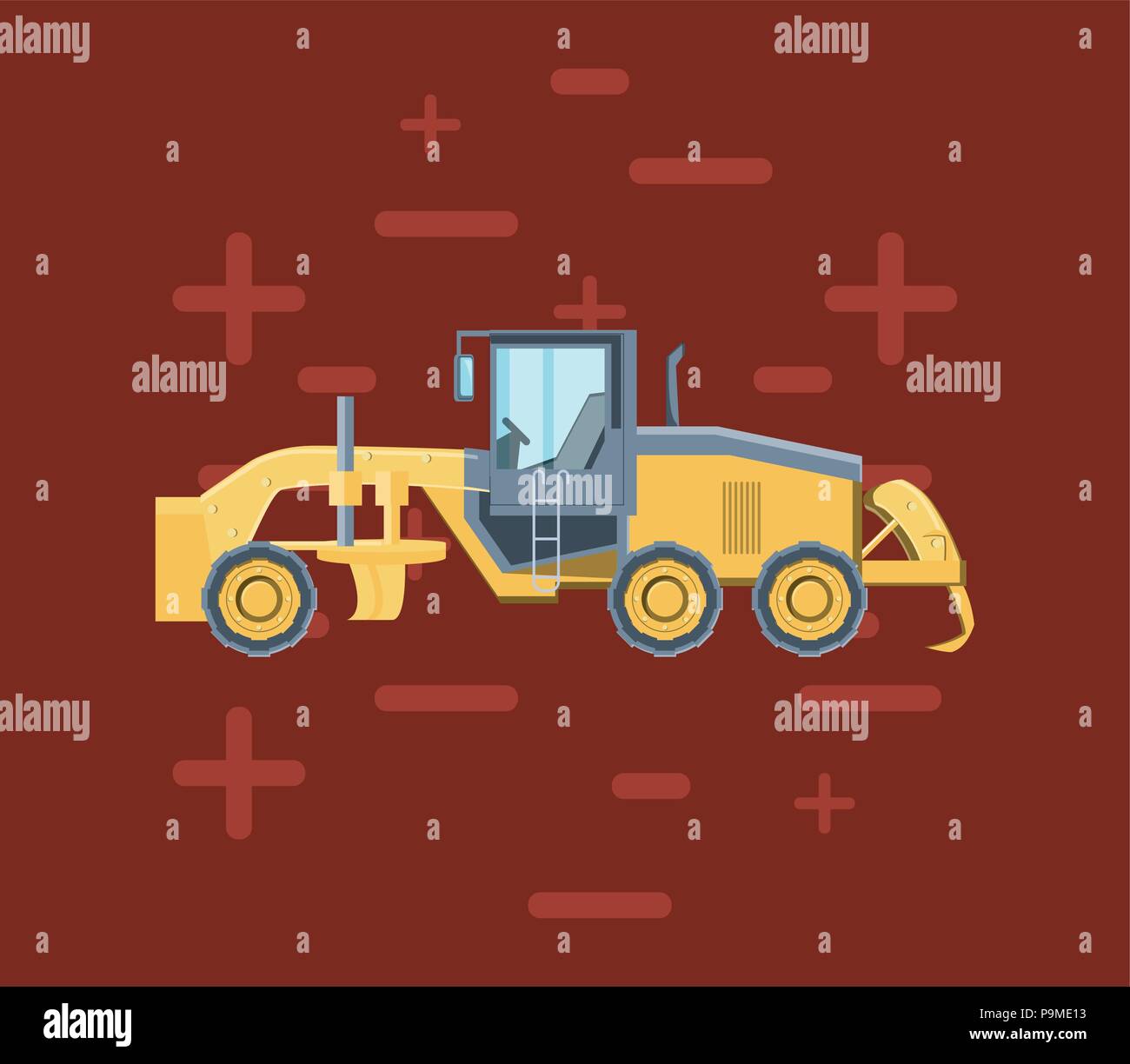 construction grader truck icon over brown background, colorful design ...