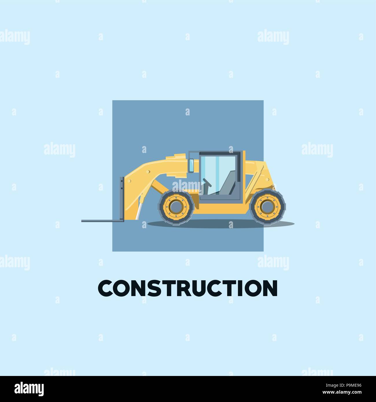 construction design with grader truck icon over blue background ...
