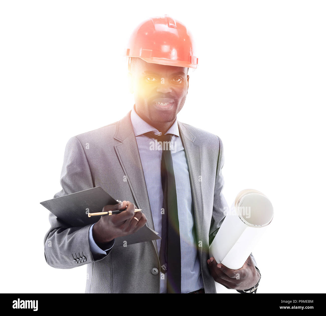 African American architect isolated on white background - black people ...