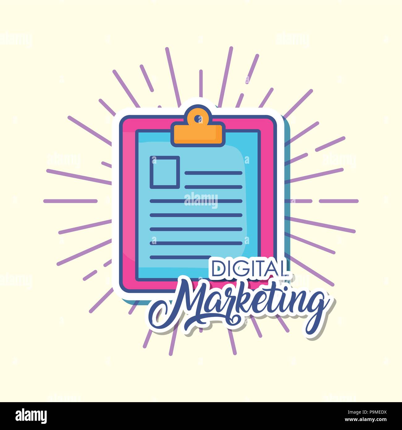 digital marketing design with report table icon over white background ...