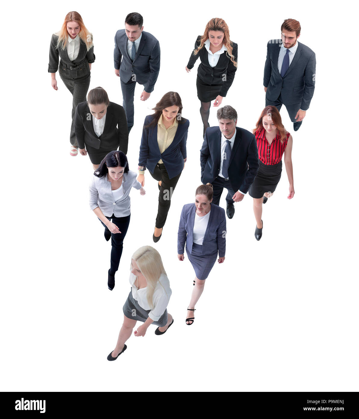 going business people behind the leader. isolated on white Stock Photo ...