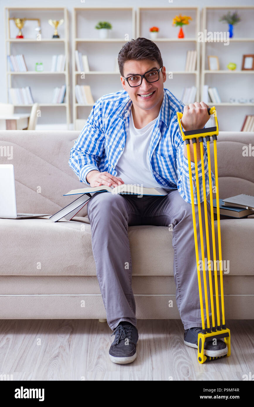 Student exercising while preparing for exams Stock Photo - Alamy