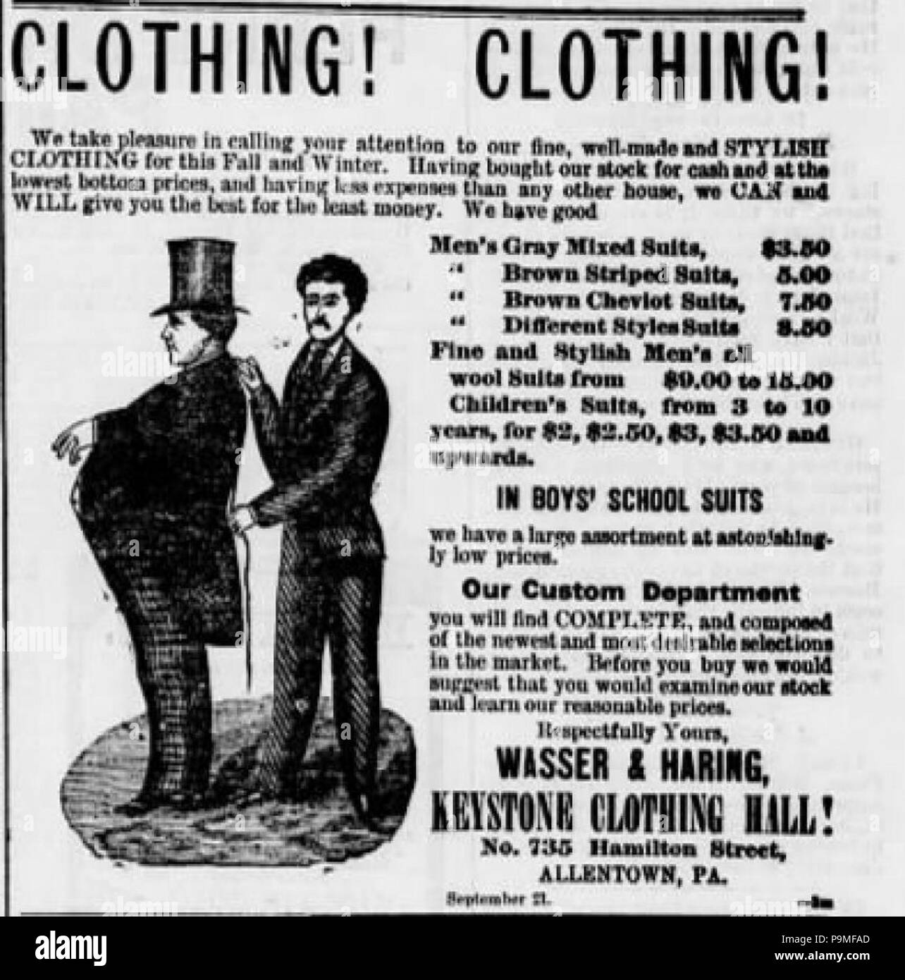 Vintage newspaper ad 1800s hi-res stock photography and images - Alamy