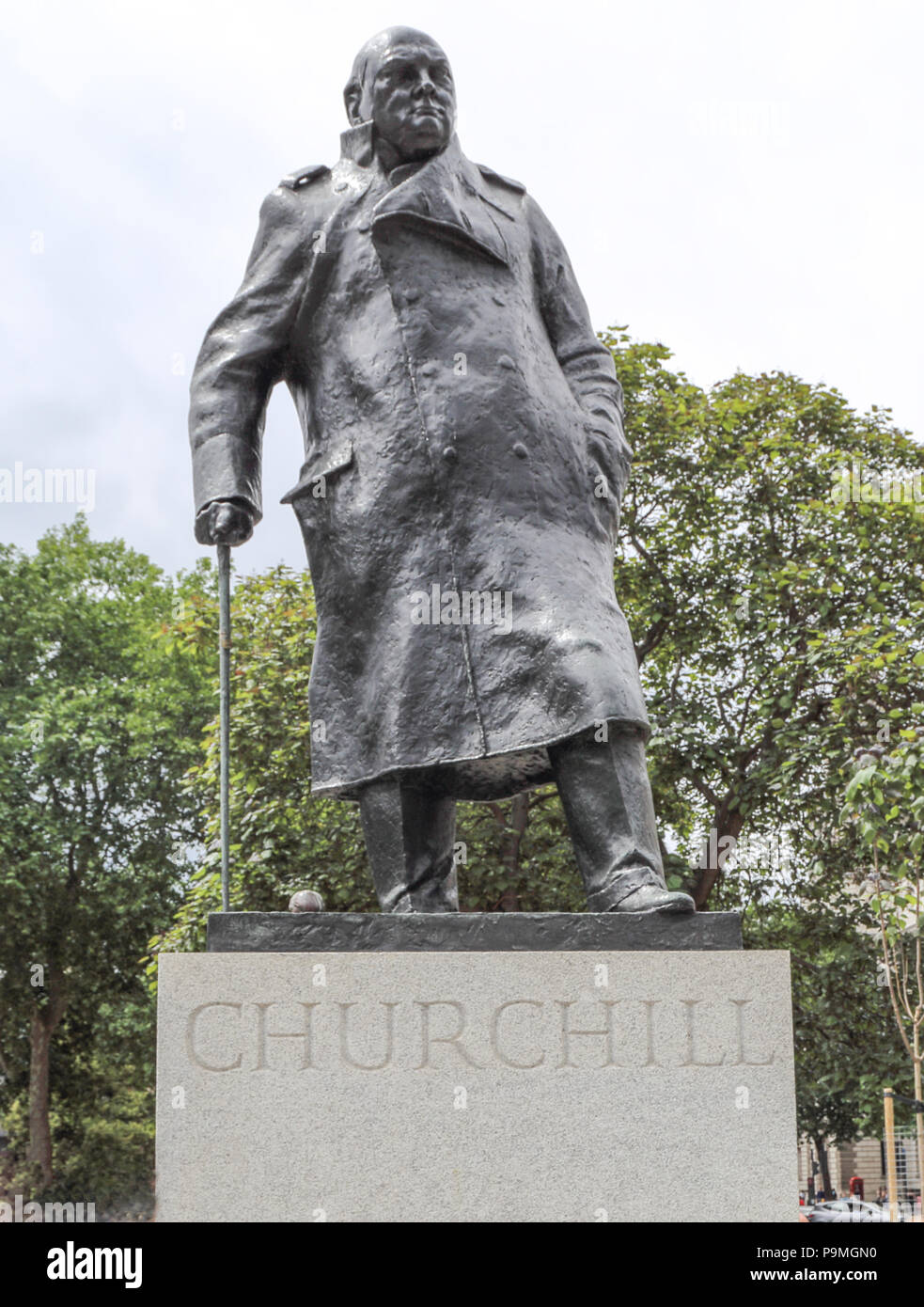 The statue of Winston Churchill in Parliament Square, London, is a ...