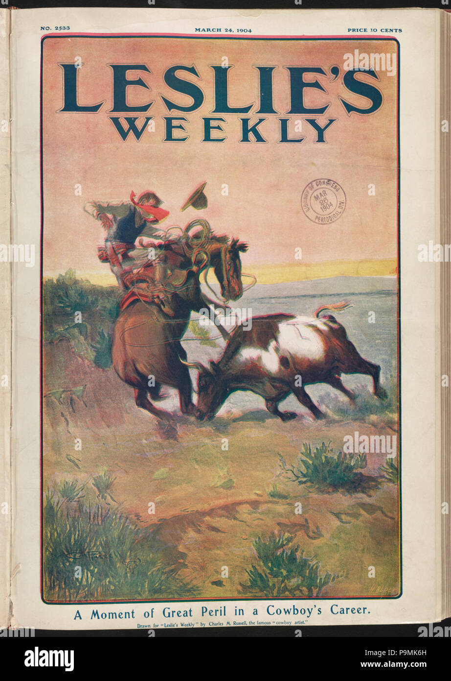 A moment of great peril in a cowboy's career - C.M. Russell ; H. Block ...