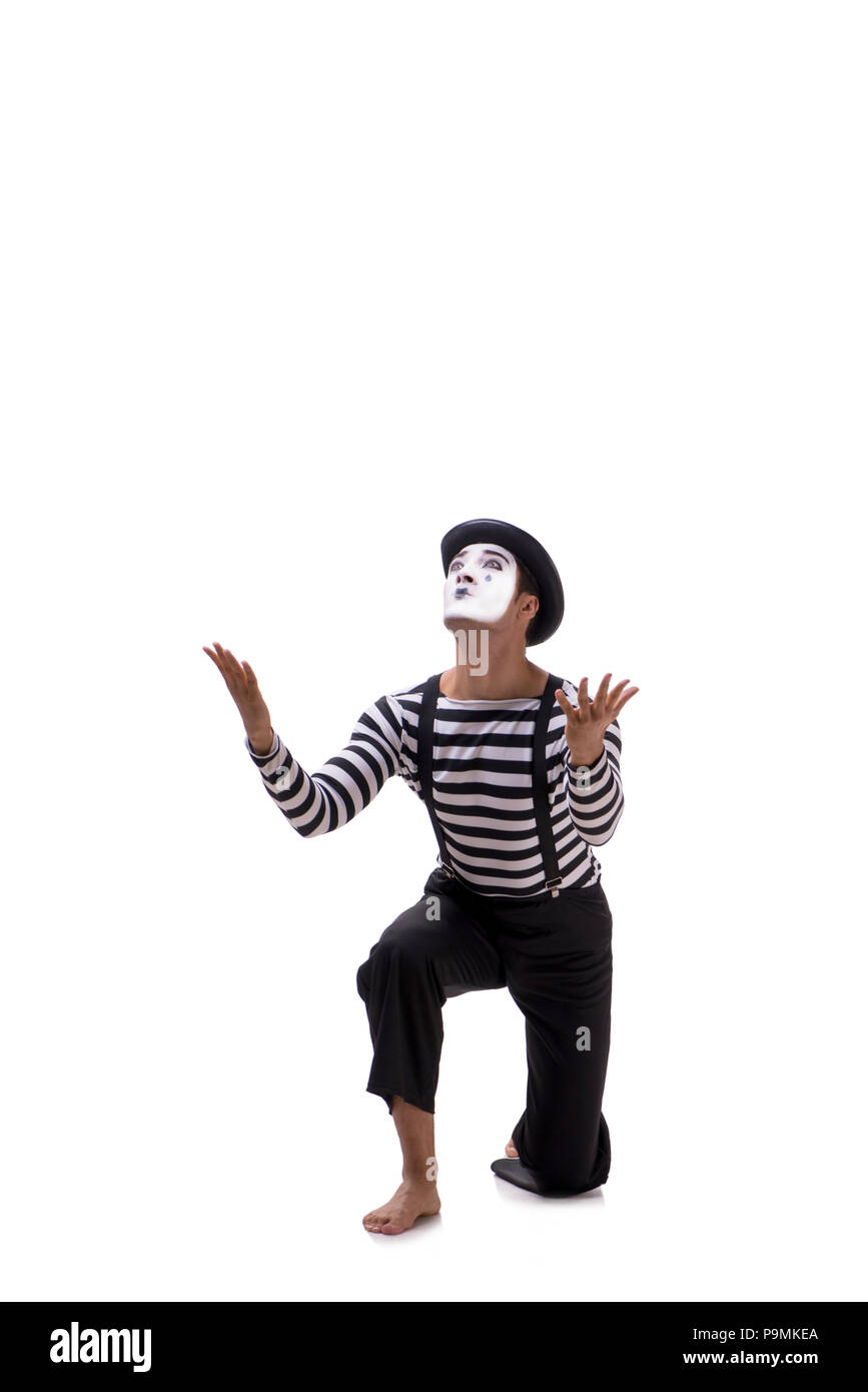 Young mime isolated on white background Stock Photo - Alamy